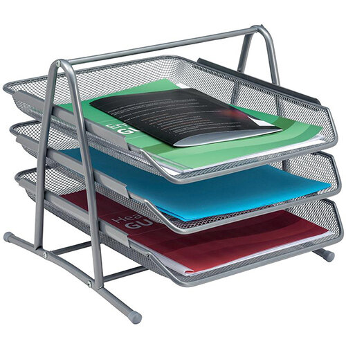 Office Mesh Letter Tray 3-Tier Stackable Front Load Portrait Foolscap ...