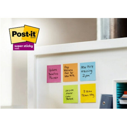 Post it Super Sticky Notes Boost Colours 76x76mm 90 Sheets (Pack 5 ...