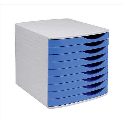 5 Star Elite Desktop Drawer Set 9 Drawers A4 and Foolscap Grey/ Blue ...