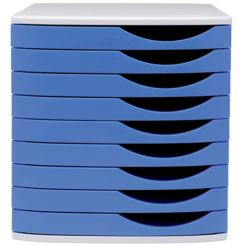 5 Star Elite Desktop Drawer Set 9 Drawers A4 and Foolscap Grey/ Blue ...