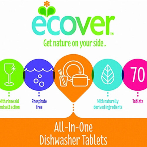 Ecover Dishwash Tablets All in One XL (Pack of 70) 1002126 - Hunt Office UK