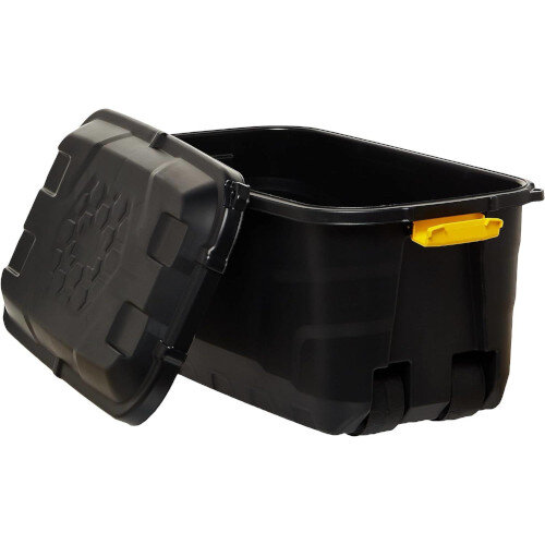 Strata 75 Litre Storage Trunk with Lid and Wheels - Heavy Duty - Black ...