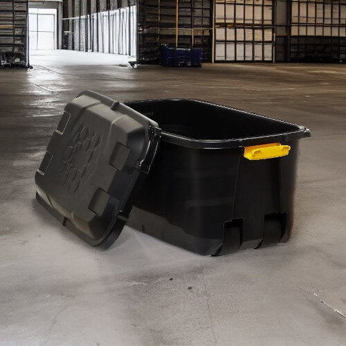 Strata 75 Litre Storage Trunk with Lid and Wheels - Heavy Duty - Black ...