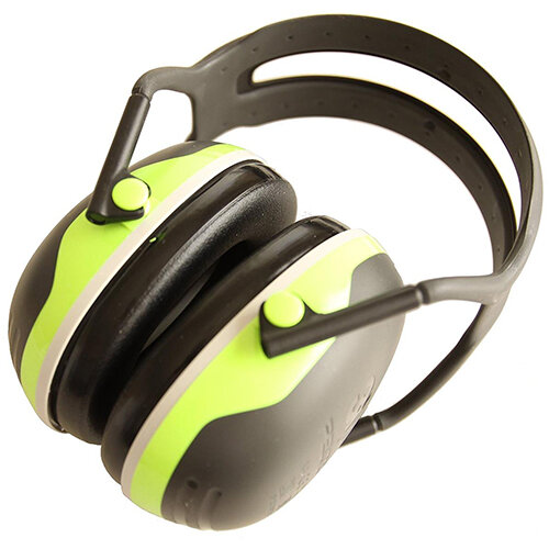 3M PELTOR X4A Hi-Viz Headband Ear Defender Headset SNR33 Black & Green Ref X4A - Hunt Office UK