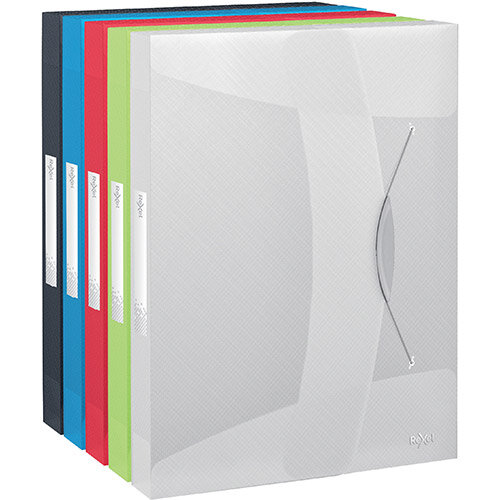 Rexel Choices Box File PP Elastic Strap 40mm Spine A4 Trans Black Pack ...