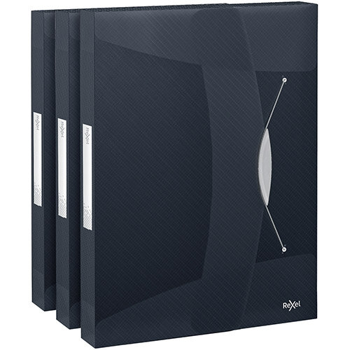 Rexel Choices Box File PP Elastic Strap 40mm Spine A4 Trans Black Pack ...