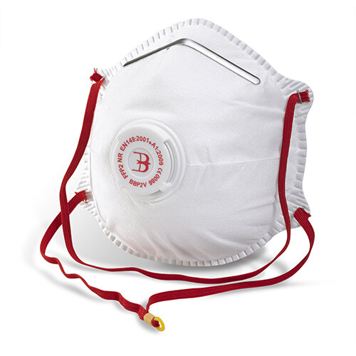 B-Brand P2 Valve Mask Polypropylene Latex-free White Pack of 10 Ref ...