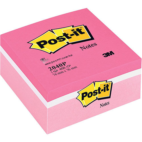 Post-it Note Cube Pad of 450 Pastel Pink Sheets 76x76mm - Hunt Office UK