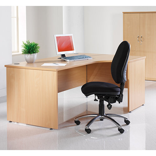 Maestro 25 PL right hand ergonomic desk 1400mm - white panel leg design ...