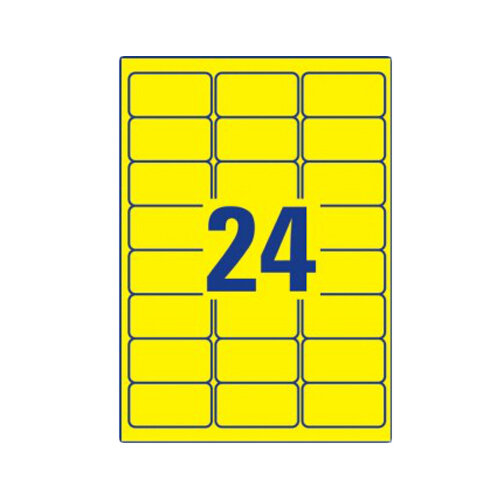 Avery Yellow Coloured Labels Laser 63.5x33.9mm 20 x 24 Labels (480 in ...