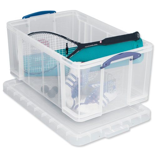 Really Useful Plastic Storage Box 64 Litre Stackable Clear - Hunt Office UK