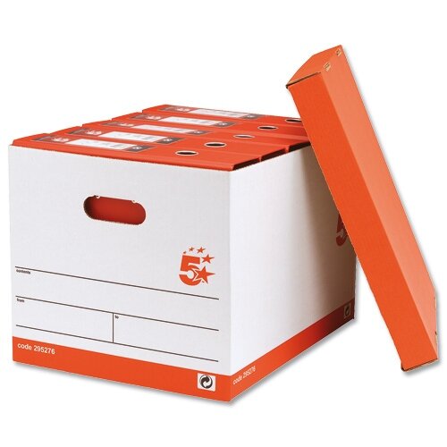 5 Star Lever Arch Files Storage Box A4 White and Red 10 Pack - Hunt ...