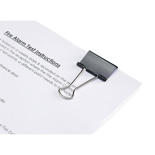 Fold Back Clips 32mm Black Pack 12 5 Star - Hunt Office UK
