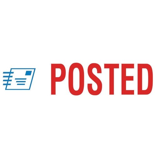 Trodat Posted Stamp Self-inking 18x46mm Red and Blue 43342 - Hunt Office UK