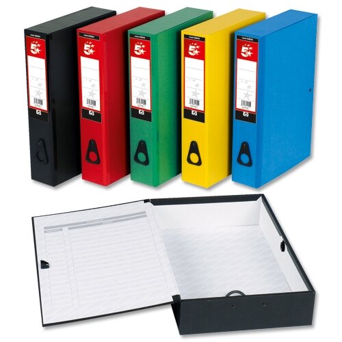 Box File Foolscap Black 70mm Spine Lock Spring Finger Pull 5 Star ...