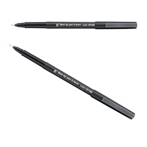Fibre Tip Pen Medium Line Black Pack 12 5 Star - Hunt Office UK