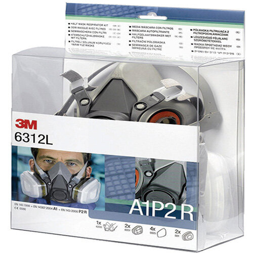 3M Half Mask and Filter Kit (Pack of 1) 6312L - Hunt Office UK