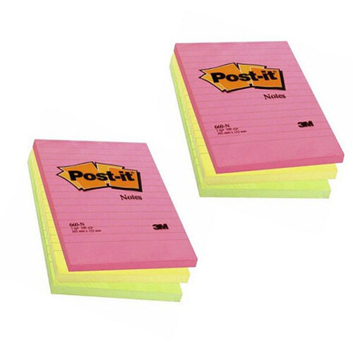 Post-it Notes Large Notes Feint Ruled Pad of 100 Sheets 102x152mm ...