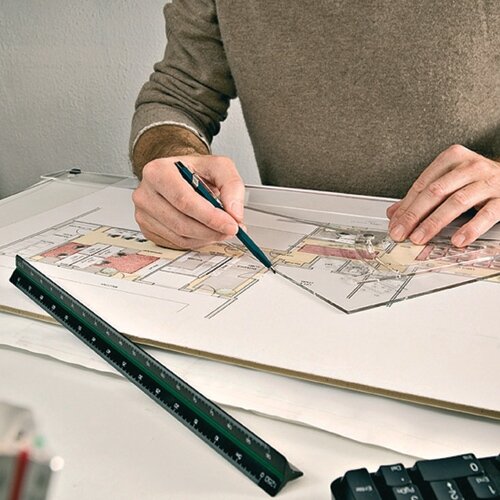 Linex Scale Ruler Triangular Aluminium Colour-coded Scales 1-1 to 1 ...