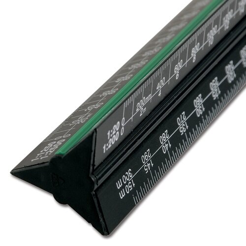 Linex Scale Ruler Triangular Aluminium Colour-coded Scales 1-1 to 1 ...