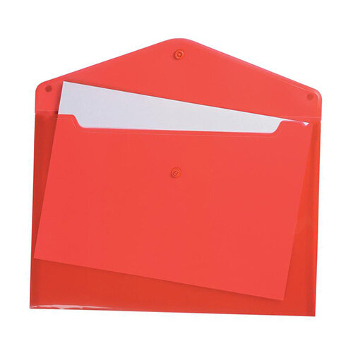 A4 Envelope Wallet Plastic Transparent Red Pack 5 5 Star - Hunt Office UK
