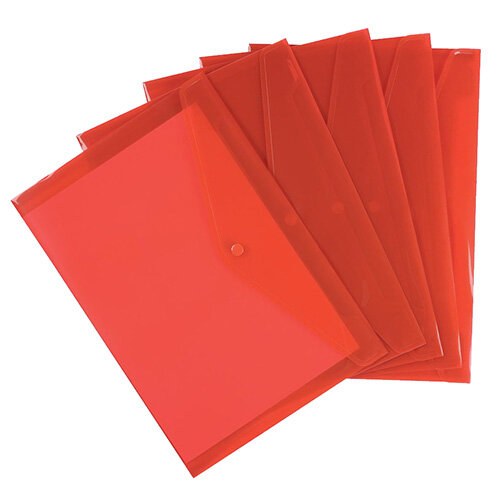 A4 Envelope Wallet Plastic Transparent Red Pack 5 5 Star - Hunt Office UK