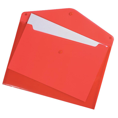 A4 Envelope Wallet Plastic Transparent Red Pack 5 5 Star - Hunt Office UK