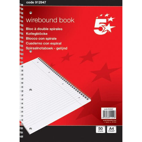 A4 Wirebound Notebook Perforated Ruled and Margin 100 Pages Pack 10 5 ...