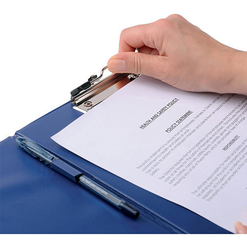 Foolscap Fold Over Clipboard Blue with Front Pocket 5 Star - Hunt Office UK