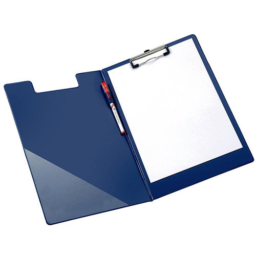 Foolscap Fold Over Clipboard Blue with Front Pocket 5 Star - Hunt Office UK