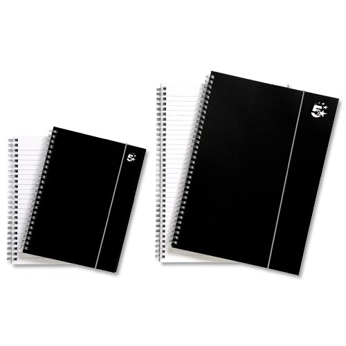 A4 Wirebound Notebook Elasticated Polypropylene 80gsm Black Pack 6 5 ...