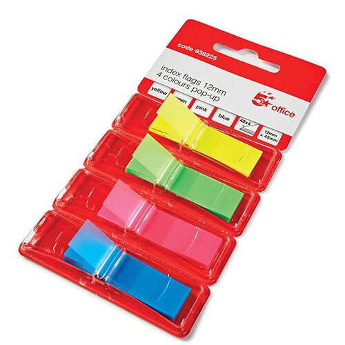 5 Star Office Index Flags 4 Solid Colours 15 x 45mm 40 Flags per Colour ...