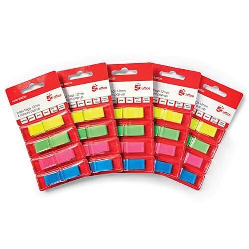 5 Star Office Index Flags 4 Solid Colours 15 x 45mm 40 Flags per Colour ...