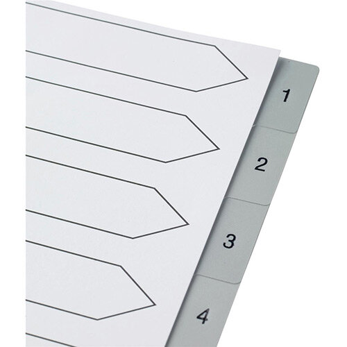 5 Star Elite File Index Grey Tabs Polypropylene 1-10 White - Hunt Office UK