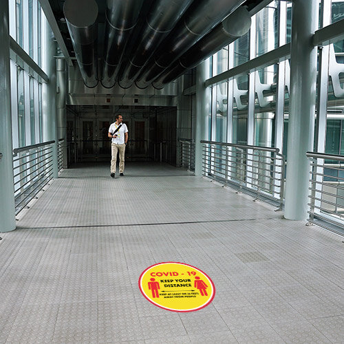 Keep Your Distance 2 meters Circle Sign 420mm Pack 10 - Hunt Office UK