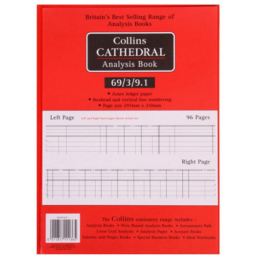Collins Cathedral Petty Cash Analysis Book A4 - 69 Series, 3 Debit, 9 ...