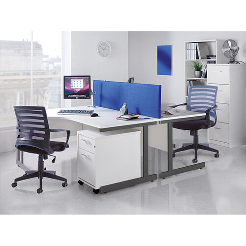 Contract 25 left hand ergonomic desk 1600mm graphite cantilever frame oak top Hunt Office UK