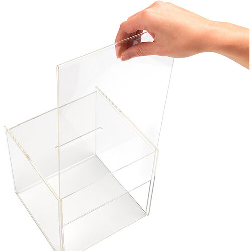 Deflecto Business Card Collection Box With Sign Holder Clear DE66001 ...