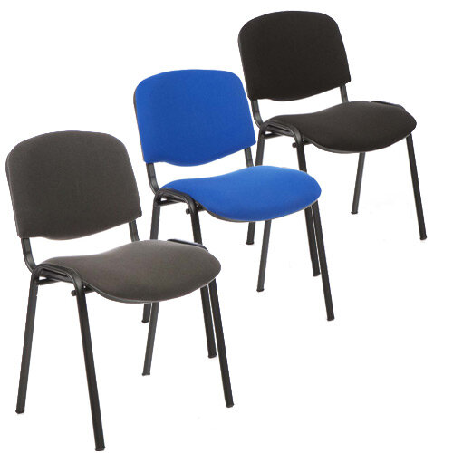ISO Stacking Chair Charcoal Fabric Black Frame Without Arms - Hunt ...