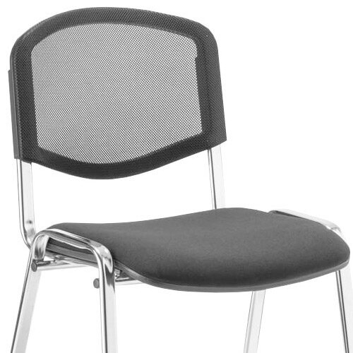 ISO Stacking Chair Black Mesh Chrome Frame Without Arms - Hunt Office UK