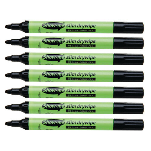 Show-Me Medium Point Slim Barrel Drywipe Marker Black Pack of 104 Cp100 ...