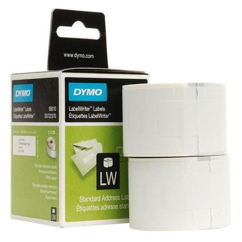 Dymo 99010 Labelwriter Labels 28 x 89mm Pack 2 x 130 - Hunt Office UK