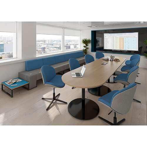 Eternal Radial D-End Boardroom Table 2400mm x 1000mm - Brushed Steel ...