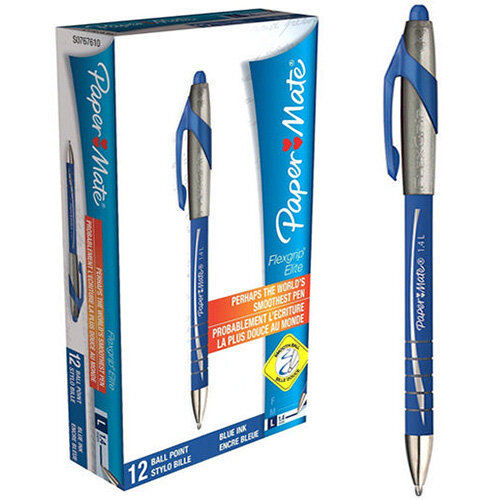 Paper Mate Flexgrip Elite Blue Ball Pen Retractable Pack 12 - Hunt ...