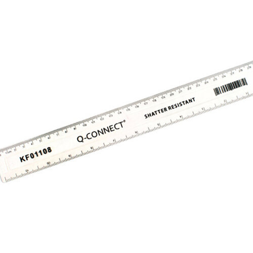 Q-Connect Shatterproof Ruler 300mm Clear – 30cm | HuntOffice.co.uk