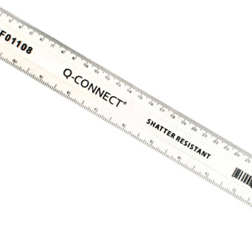 Q-Connect Shatterproof Ruler 300mm Clear – 30cm | HuntOffice.co.uk