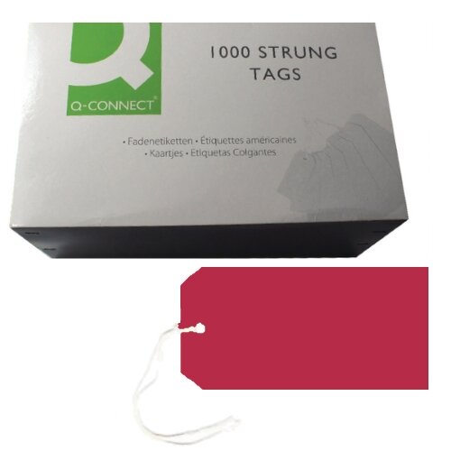 Q-Connect Strung Tag 120x60mm Red Pack of 1000 KF01627 - Hunt Office UK