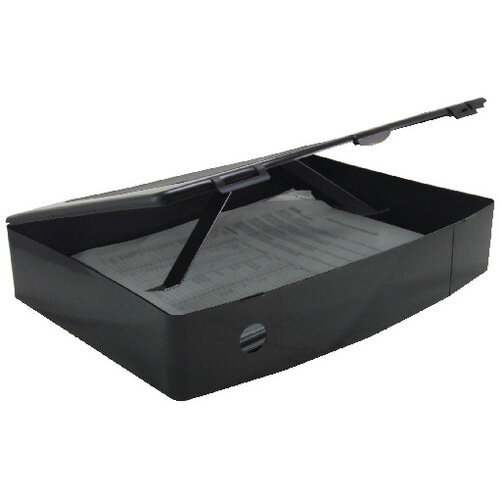 Foolscap Box File Black Plastic Twin Clip Lock 78mm Spine Q Connect ...