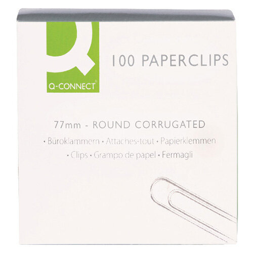 Q-Connect Paperclip 77mm Round Wavy Pack of 100 KF27004 - Hunt Office UK