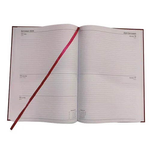 Desk Diary 2 DPP A4 Burgundy 2024 KFA42BG24 - Hunt Office UK